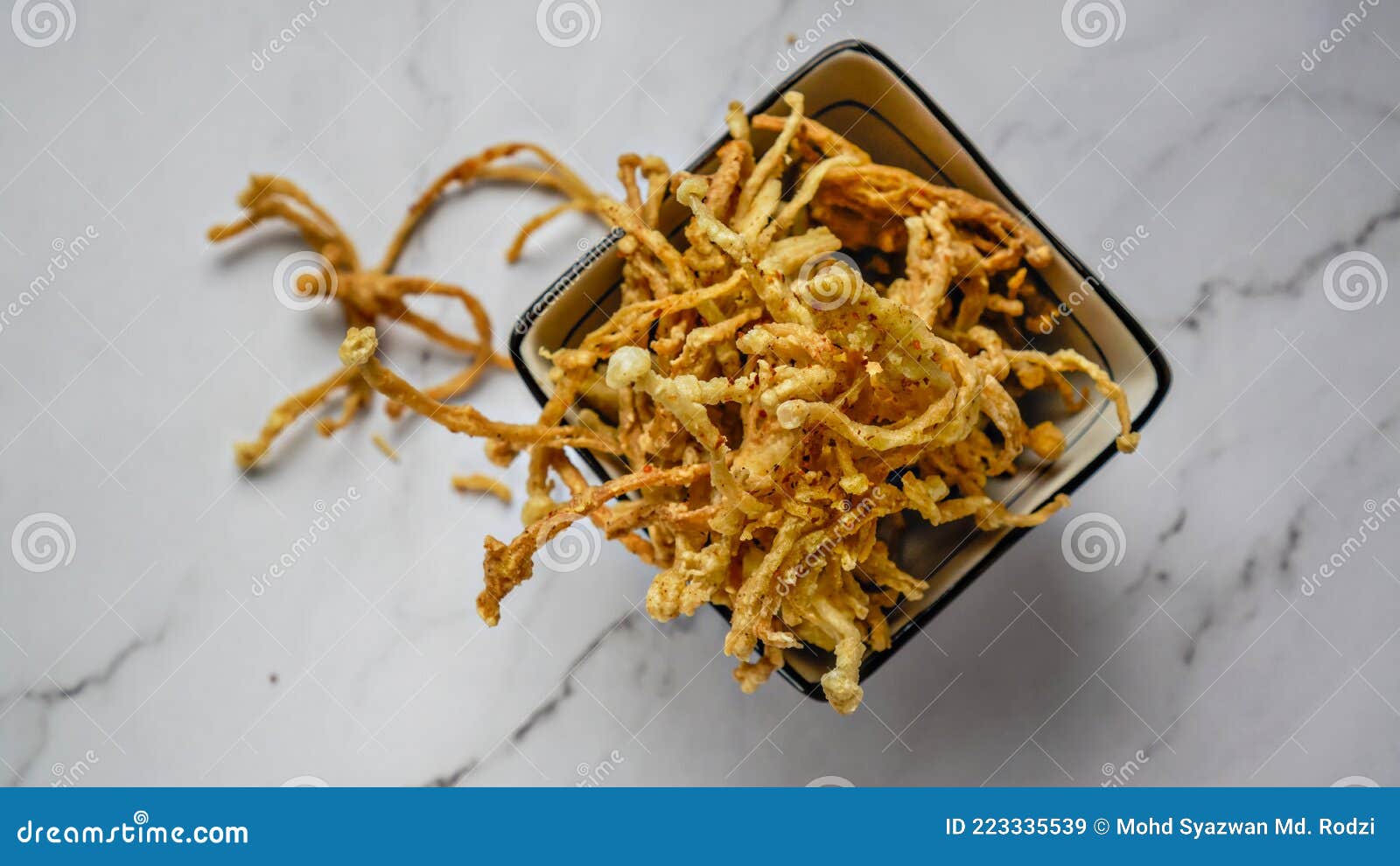 Deep Fried Enoki Mushrooms in a Bowl. Stock Image - Image of enoki ...