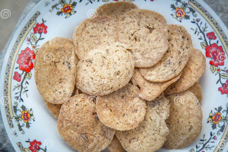 Deep Fried Fish Cracker in White Dish Stock Image - Image of fish, food ...