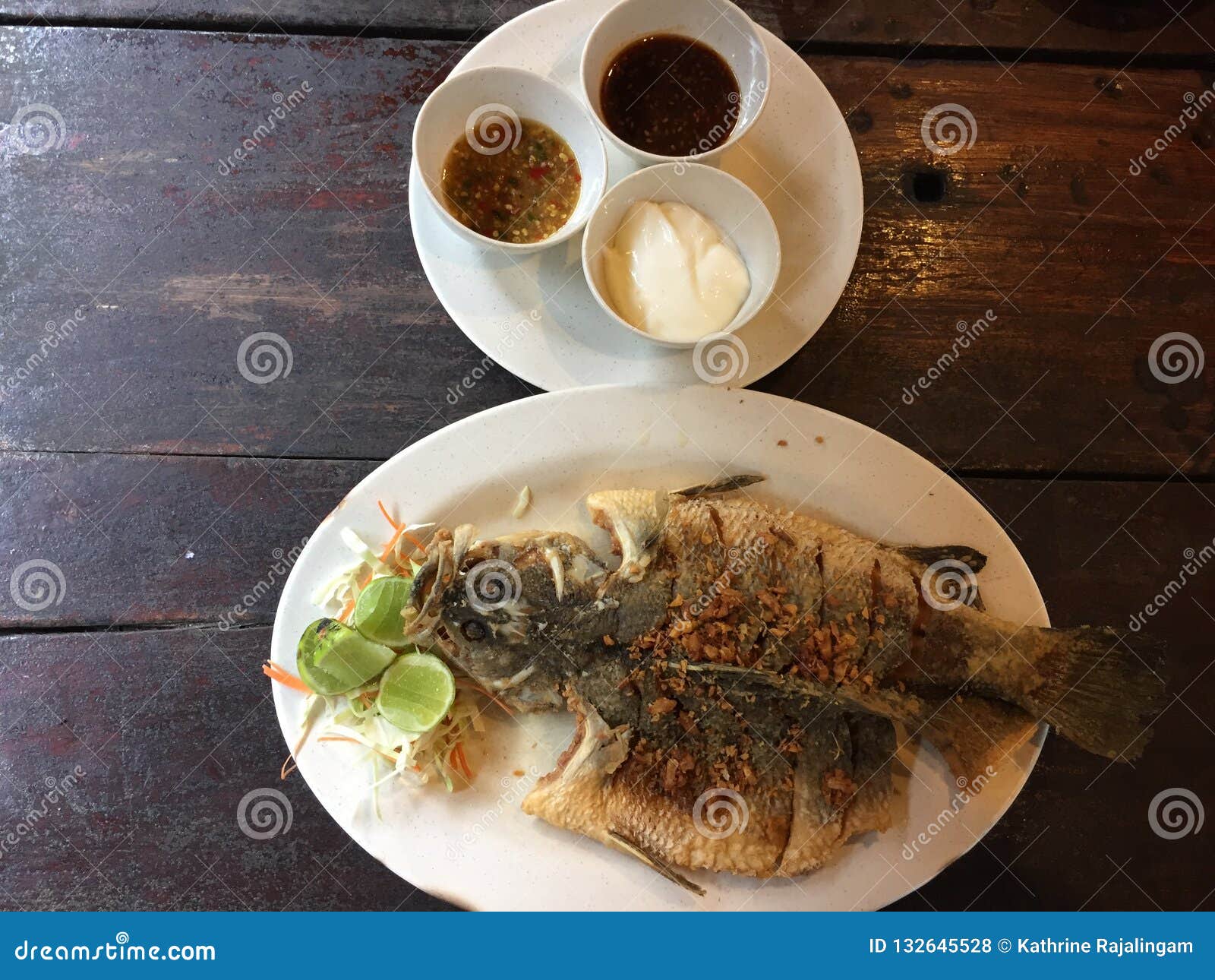 Deep fried whole fish stock photo. Image of dinner, seafood - 132645528