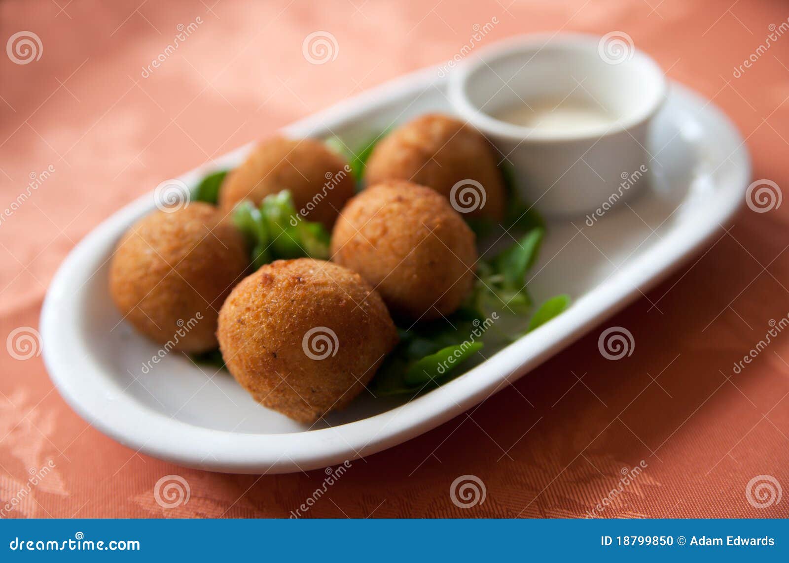 Deep Fried Fish Tapas with Salad Stock Photo - Image of detail, plate ...