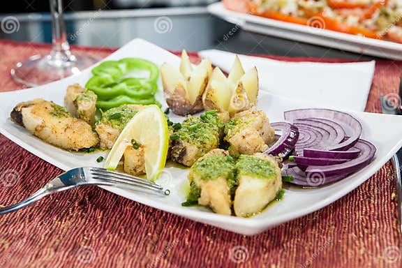 Deep fried hake stock photo. Image of meal, food, green - 26824048