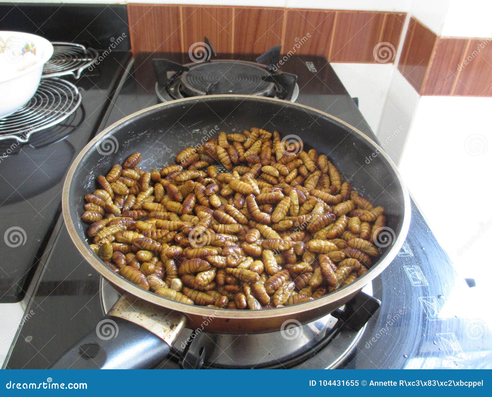 Deep Fried Insects for Dinner in a Pan, Thailand Stock Image - Image of ...