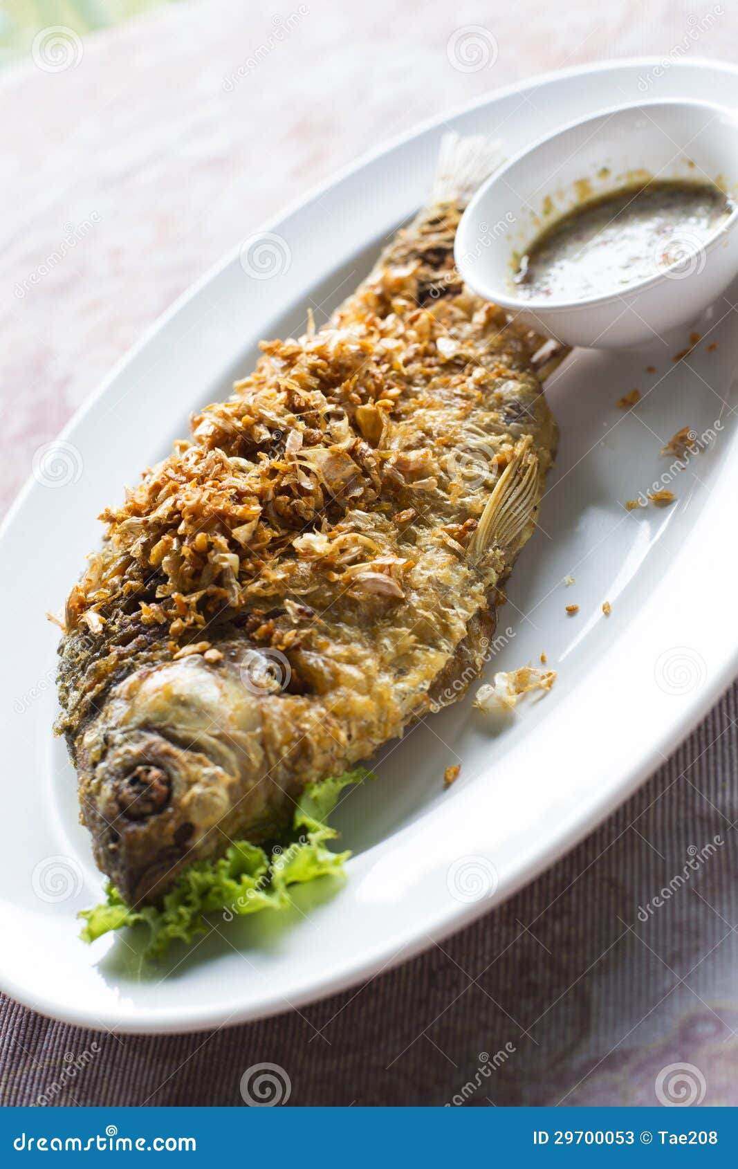 Deep Fried Java Barb Fish with Garlic Stock Image - Image of barb, fish ...