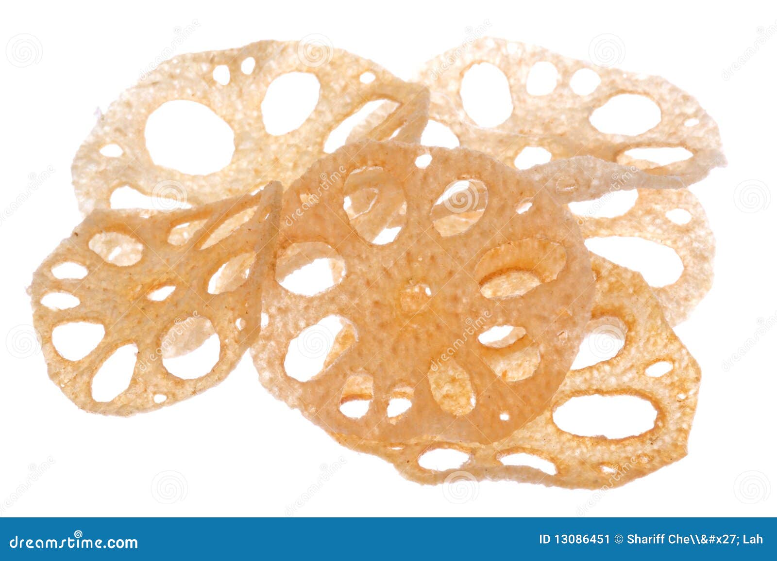 Deep Fried Lotus Root Cracker Macro Isolated Stock Image - Image of ...