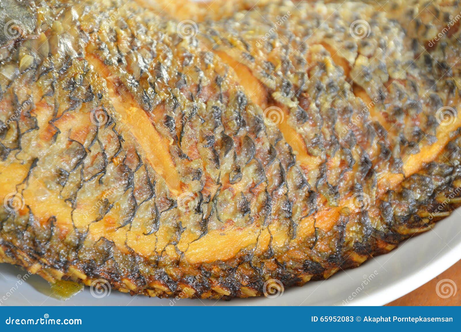 Deep Fried Mango Fish Skin Texture on Dish Stock Image - Image of deep ...