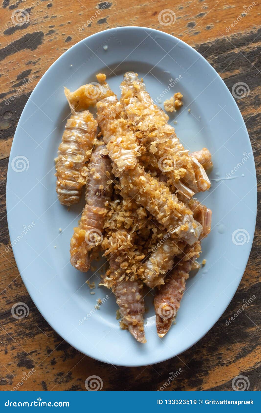 Deep-fried Mantis Prawns stock image. Image of garlic - 133323519