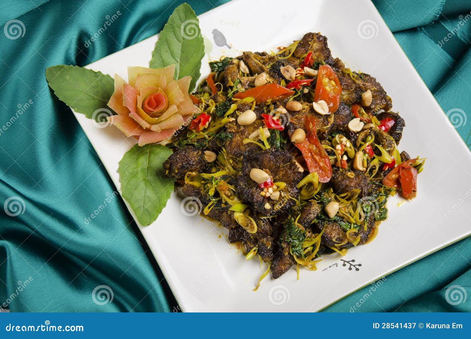 Deep fried meat stock image. Image of lunch, green, chili - 28541437