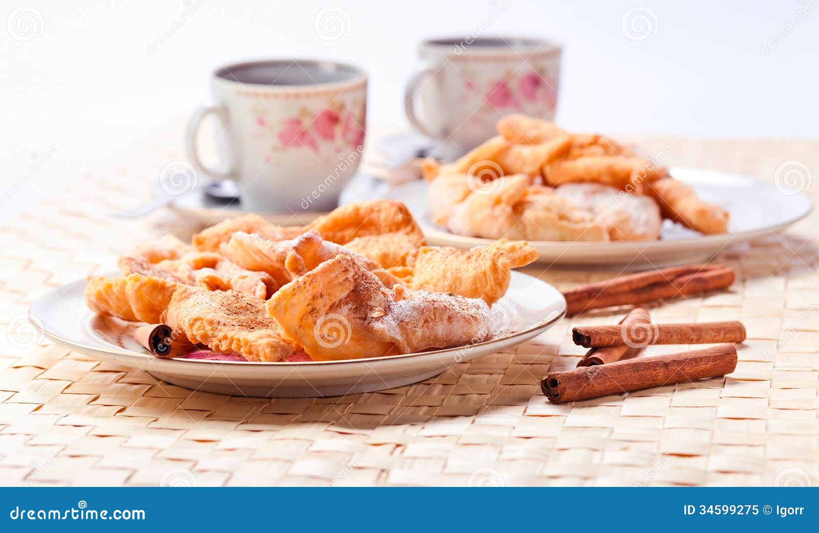 Deep Fried Pastry with Cinnamon Stock Image - Image of closeup, cake ...