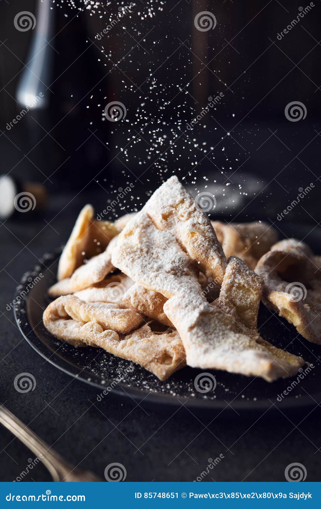 Deep fried pastry ribbons stock image. Image of afters - 85748651