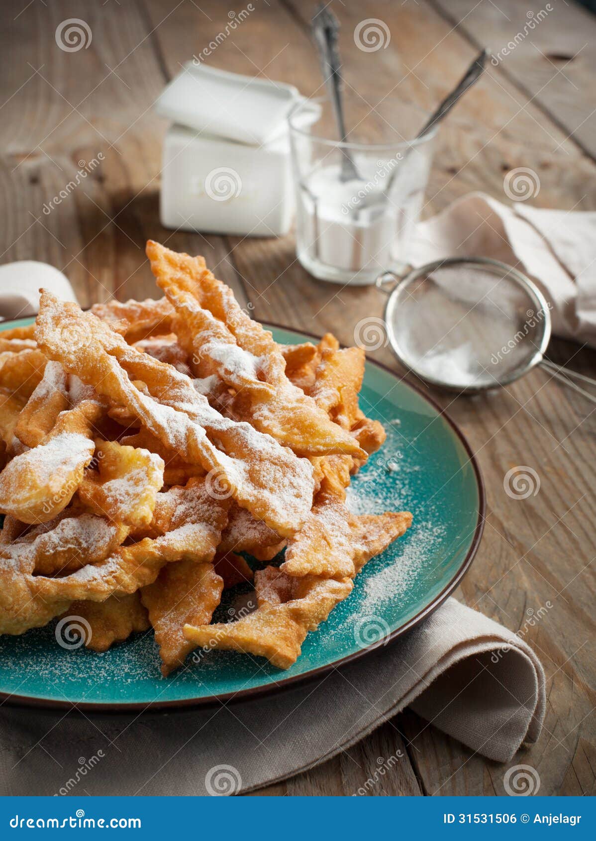 Deep-fried Pastry on Wooden Table. Stock Photo - Image of food, sugar ...