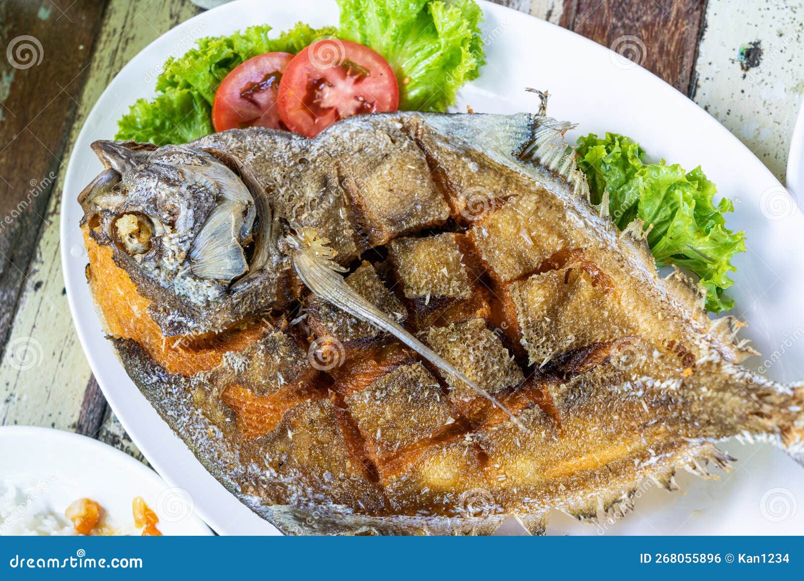 Deep Fried Pompano with Spicy Sauce : Thai Food Stock Photo - Image of ...