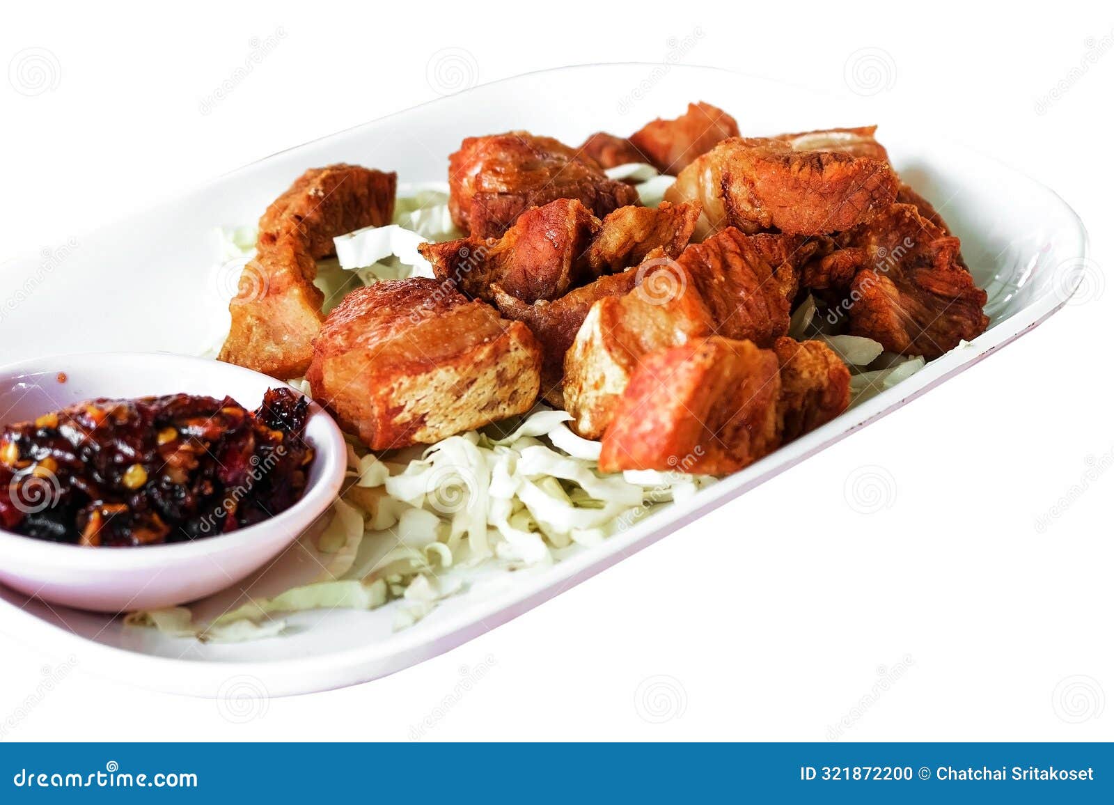 Deep Fried Pork Belly with Fish Sauce Stock Photo - Image of dish ...