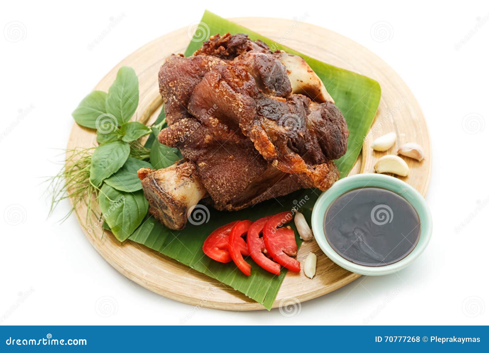 Deep Fried Pork Knuckle Serve with Vegetable Stock Photo - Image of ...