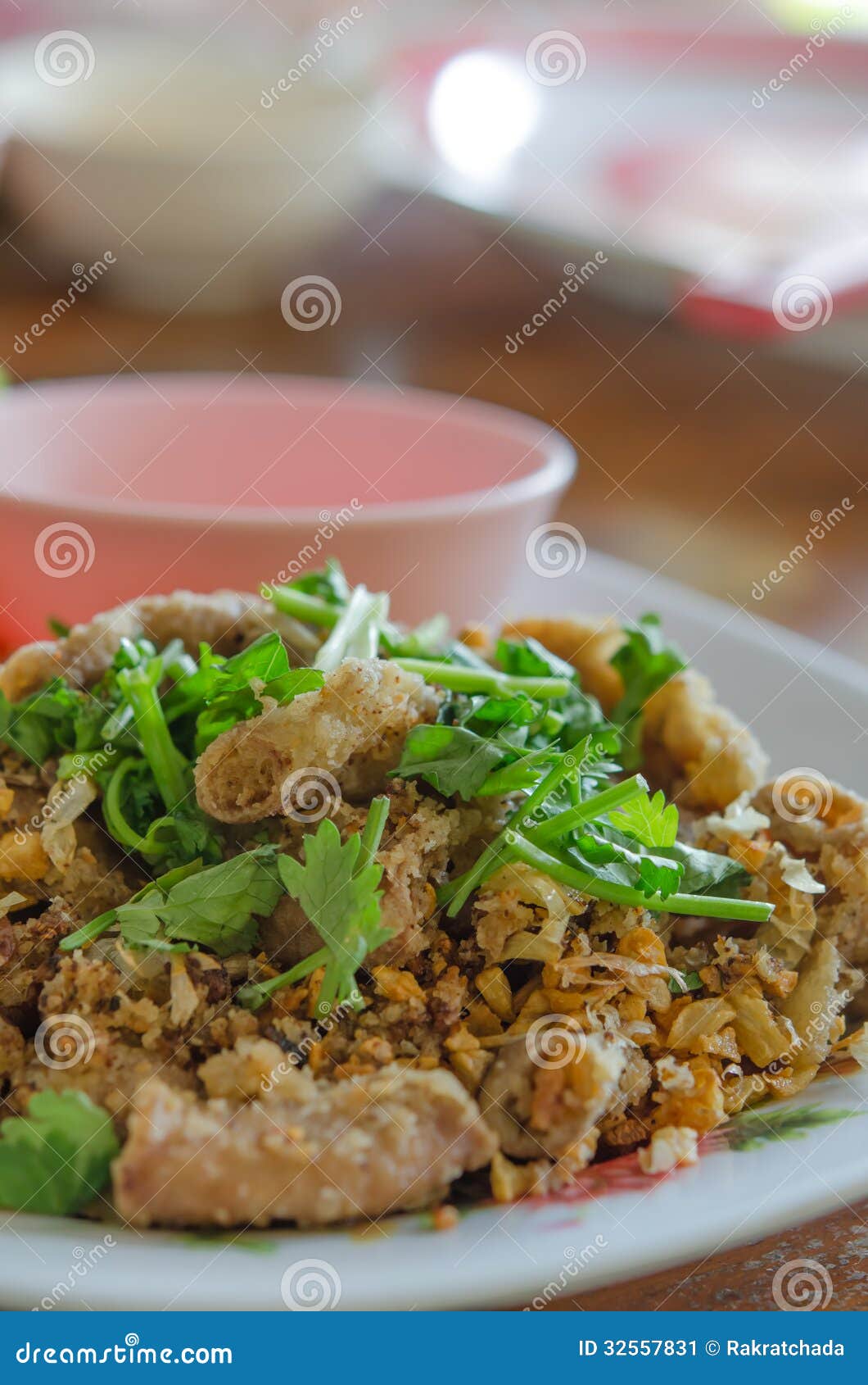 Deep fried Pork s colon stock image. Image of garlic - 32557831