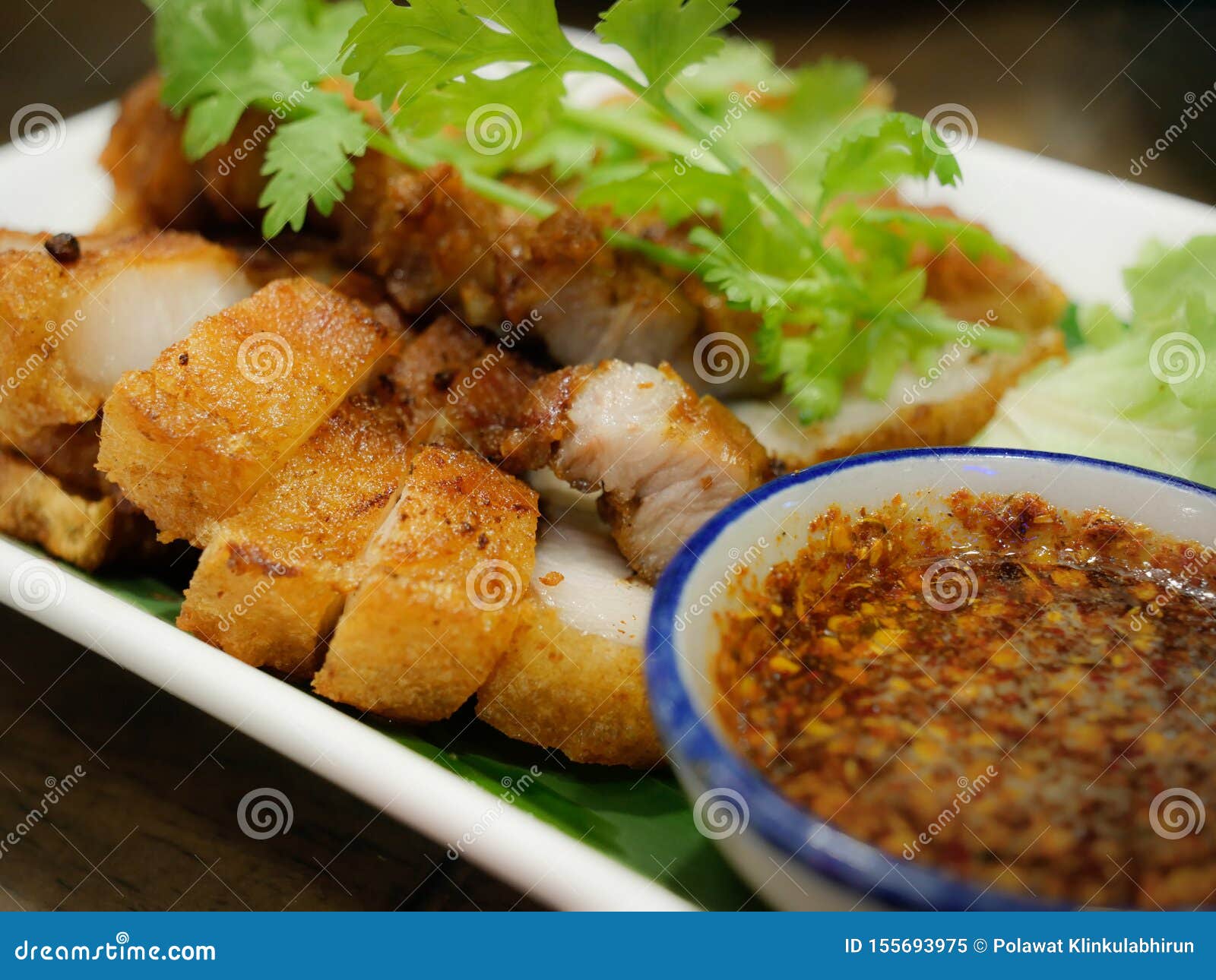 Deep Fried Pork with Spicy Source Stock Image - Image of pork, cuisine ...