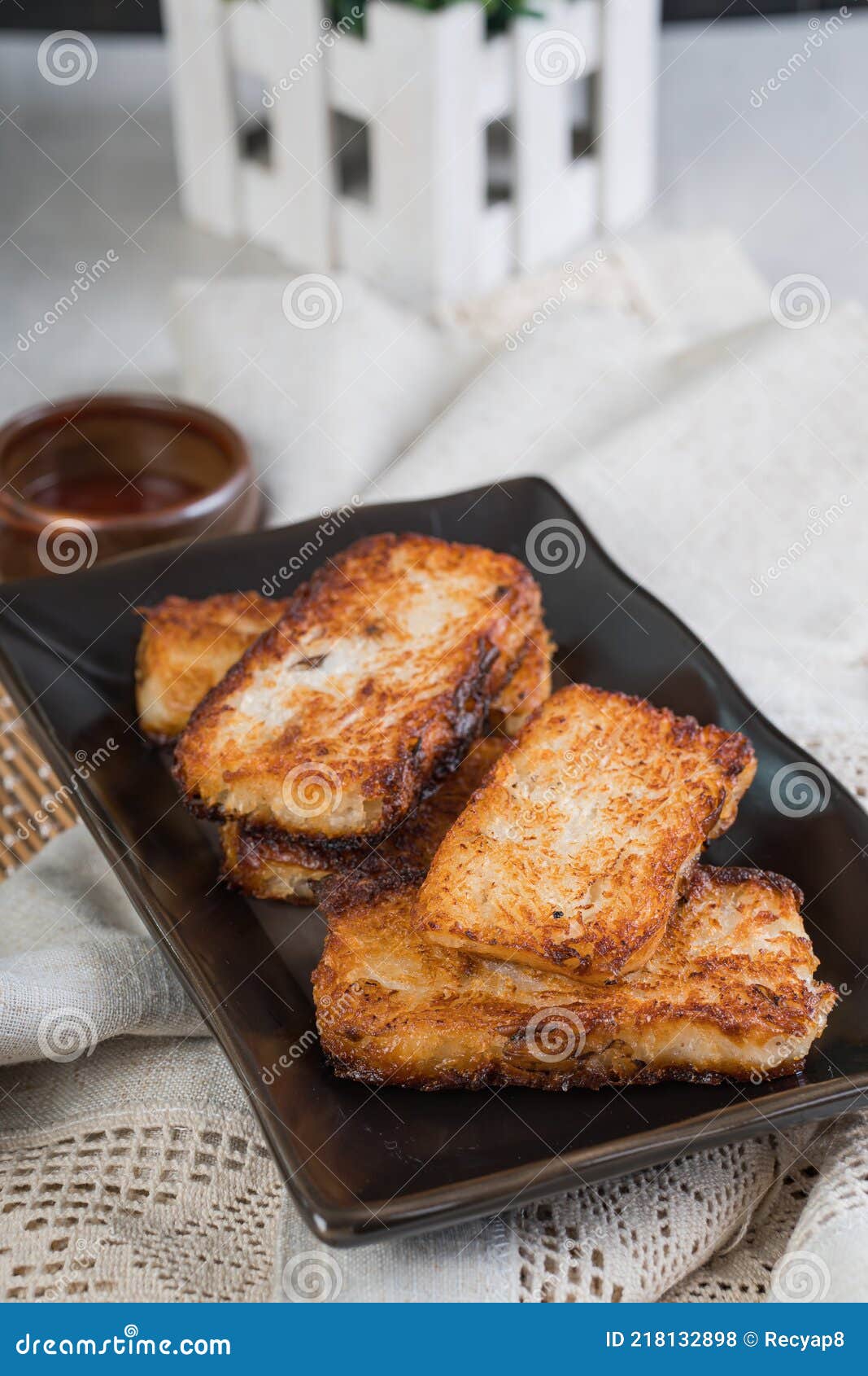 Delicious Deep Fried Radish Cakes Stock Photo - Image of food, dessert ...