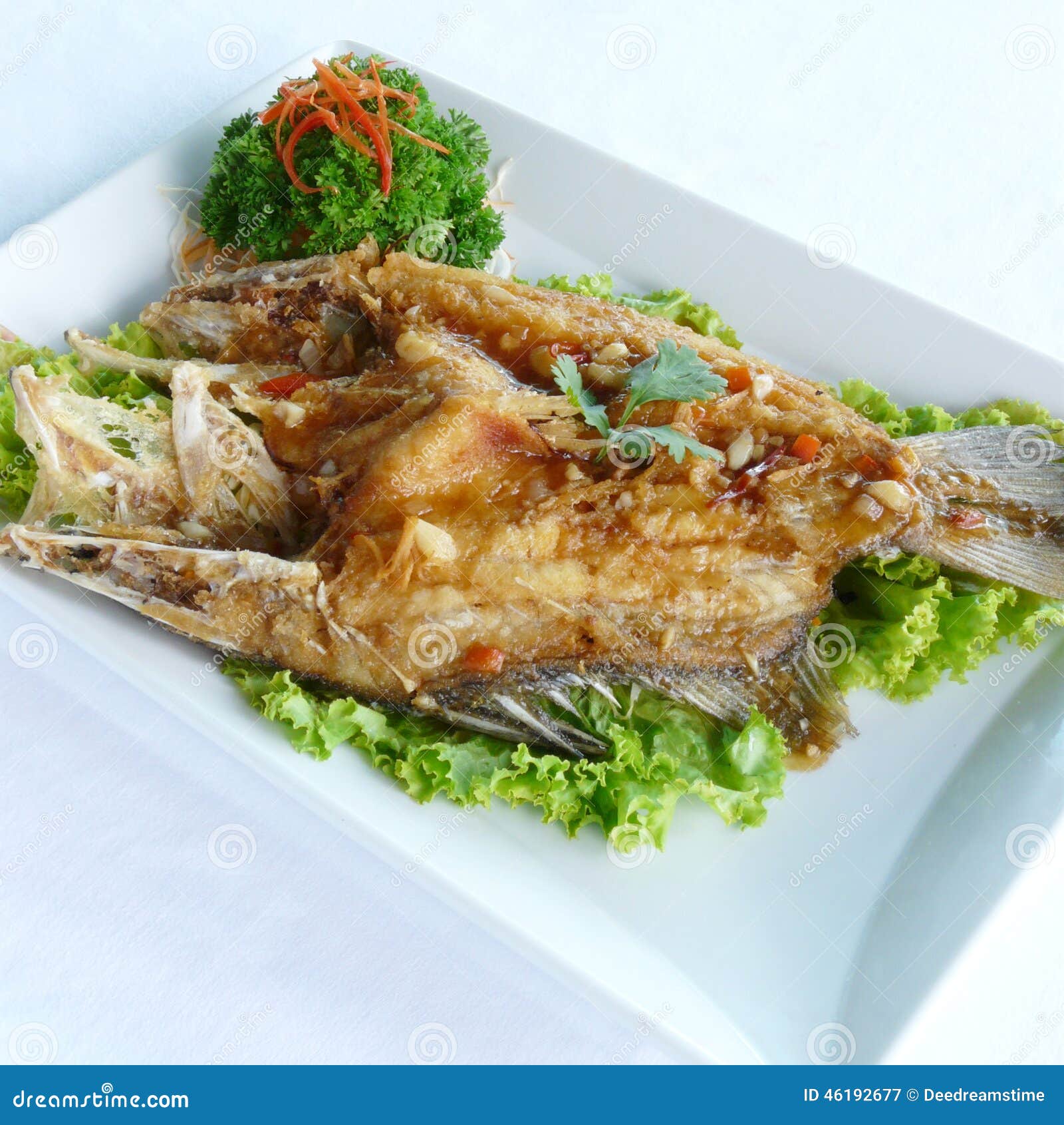 Deep Fried Sand Goby Fish with X.o Stock Image - Image of sauce, fried ...