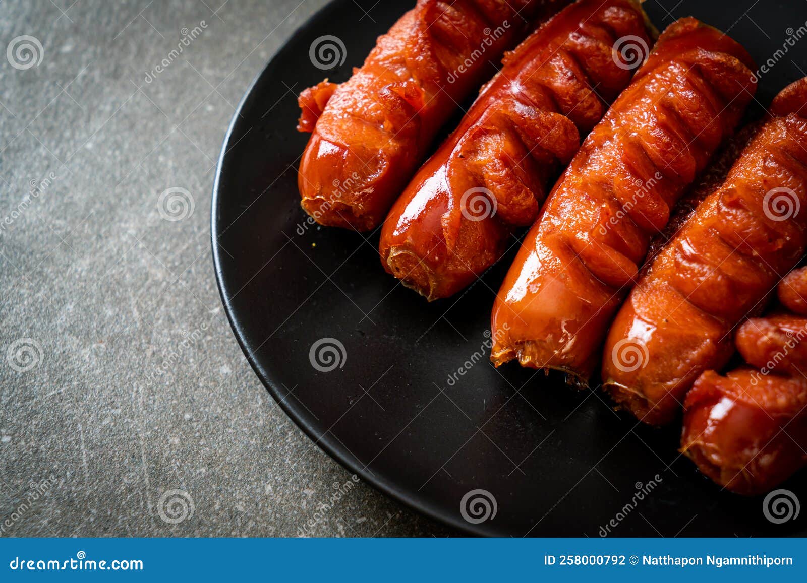 Deep Fried Sausage Skewer on Plate Stock Photo - Image of background ...