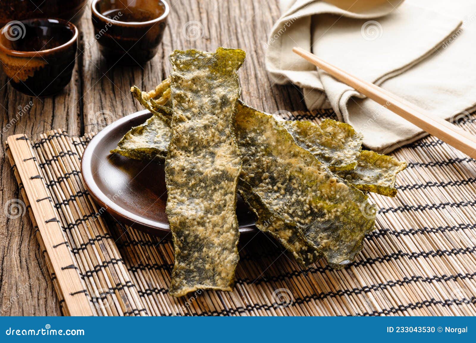 Deep fried seaweed stock photo. Image of diet, sesame - 233043530