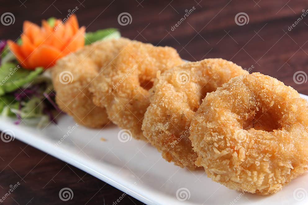 Deep fried shrimp donut stock image. Image of white, food - 34682909