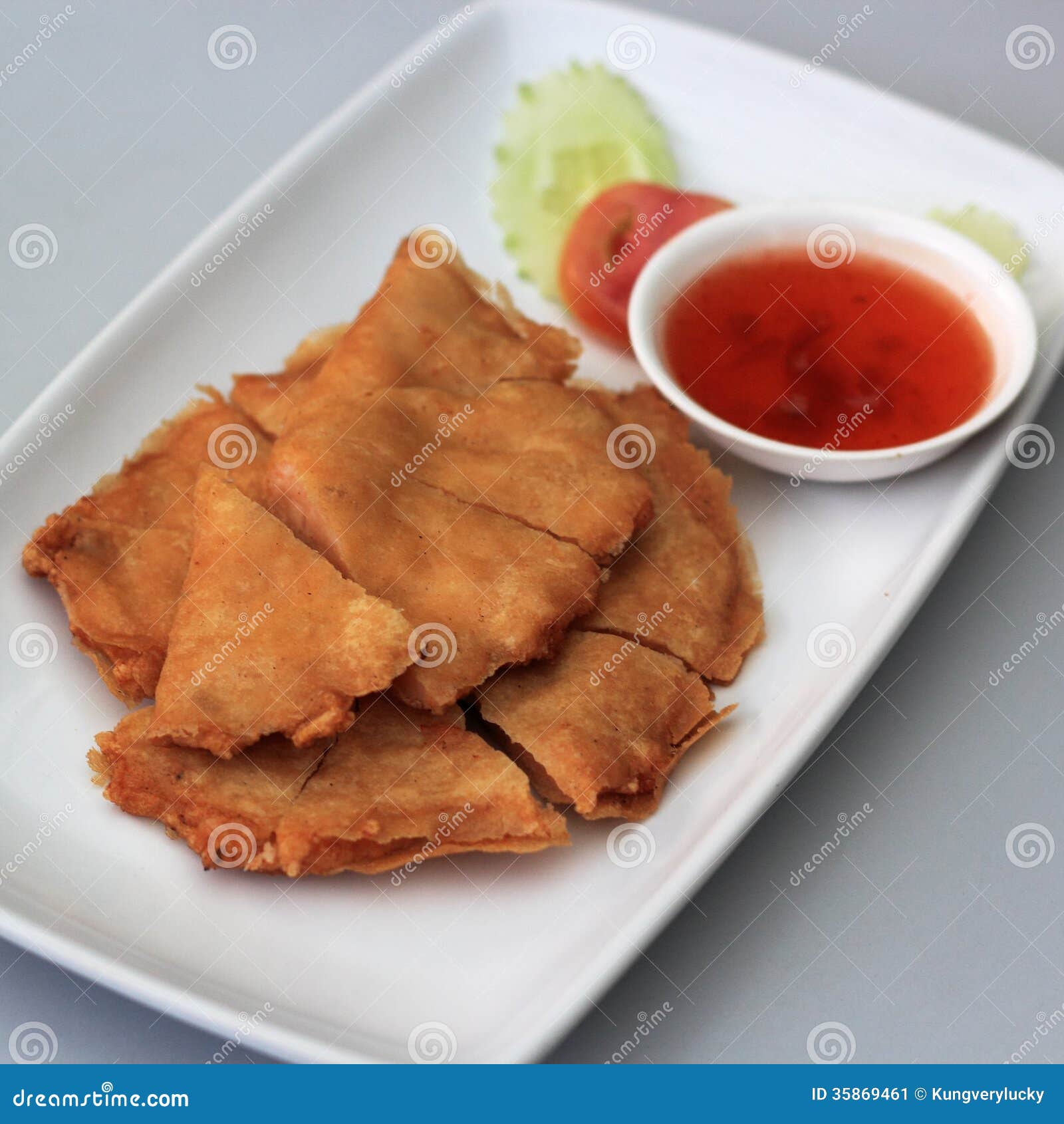Deep Fried Shrimp Tile Shape with Spicy Chili Sauce Stock Image - Image ...