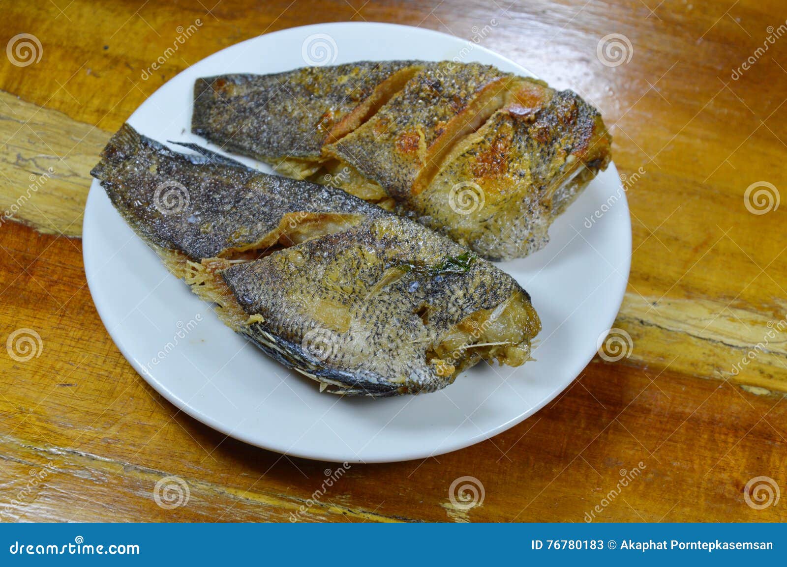 Deep Fried Snake Skin Fish on Dish Stock Image - Image of gourami ...