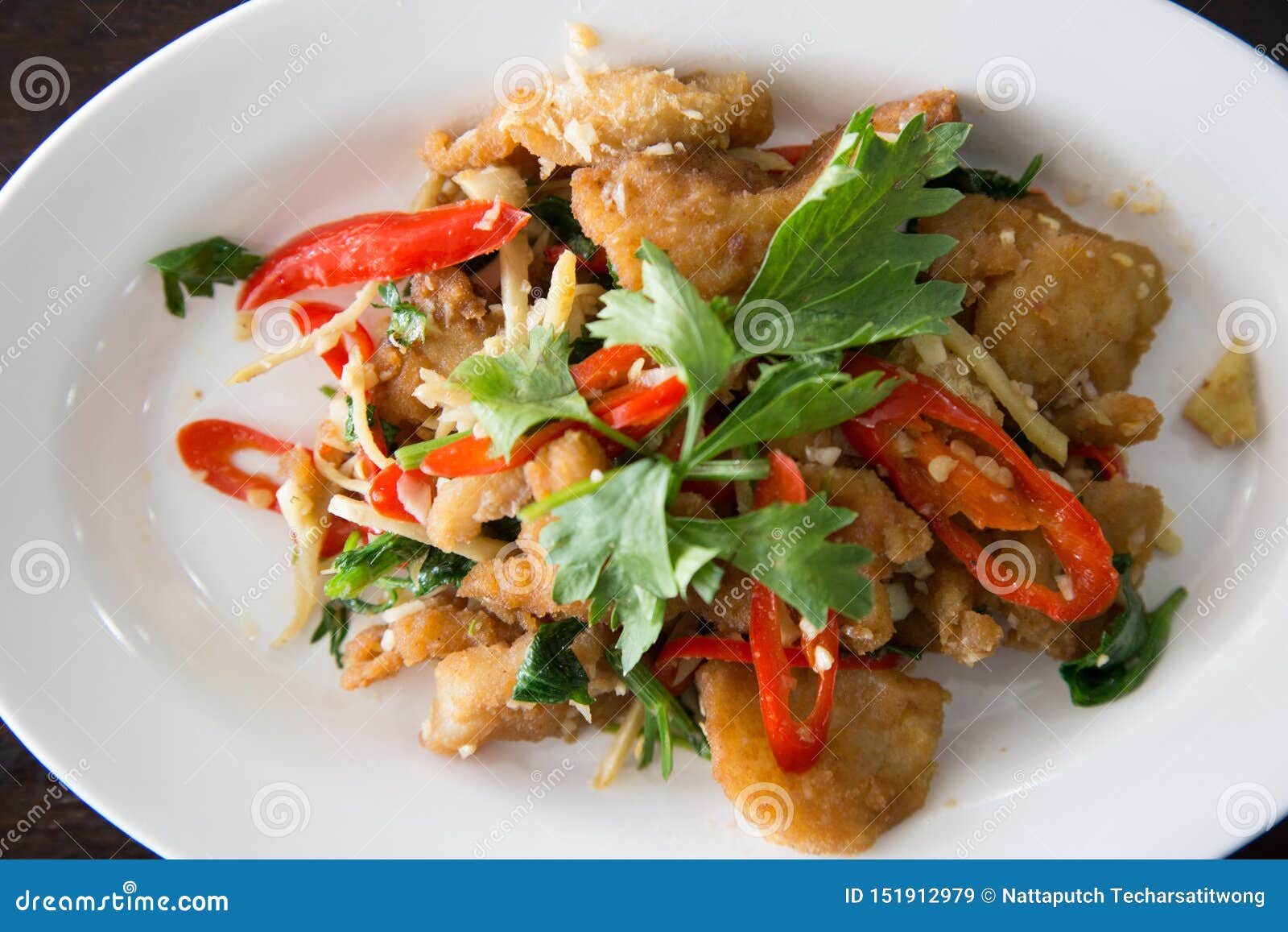 Deep Fried Snapper Fish with Herb Stock Image - Image of lunch ...