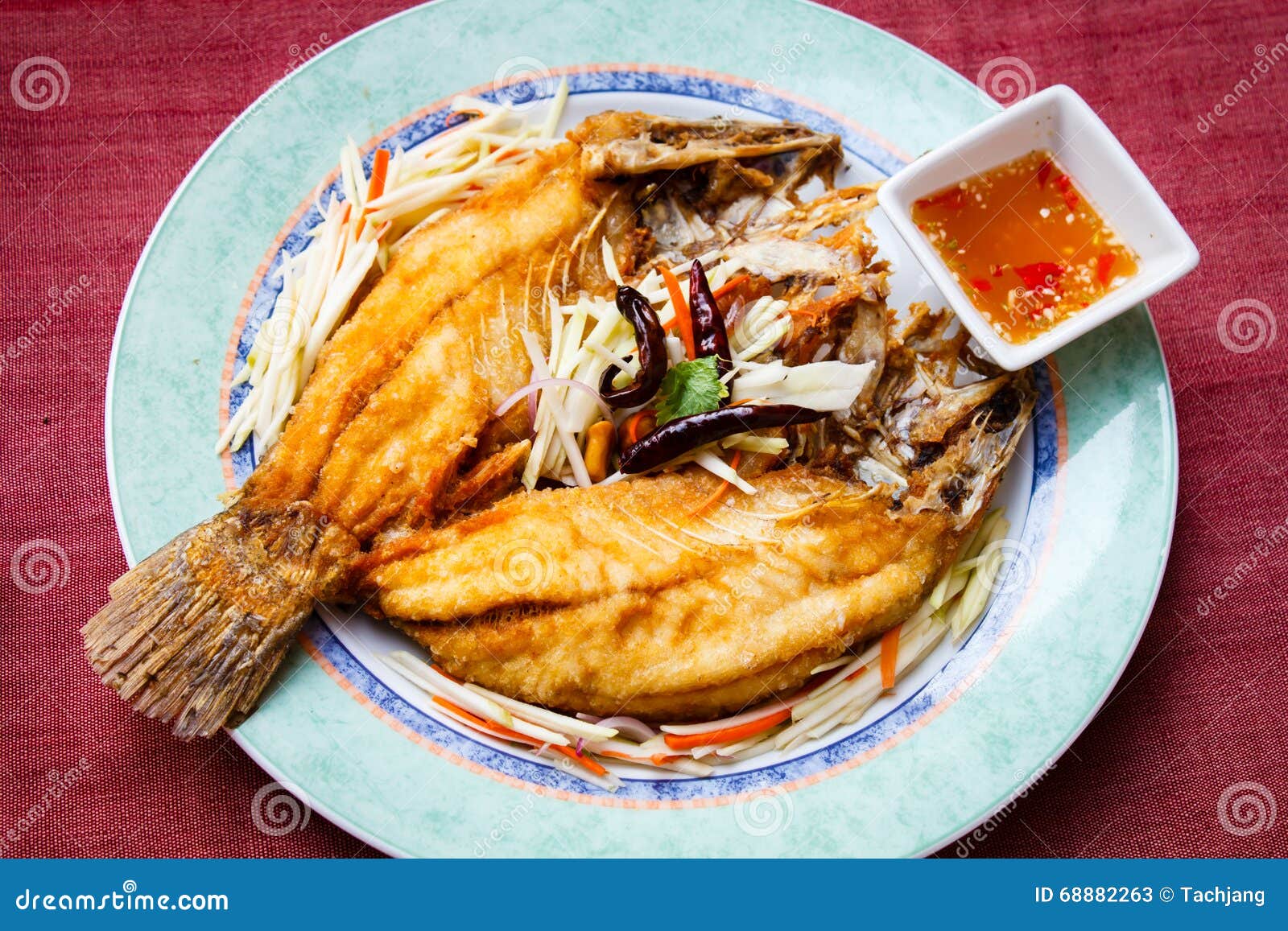 Deep-fried Snapper, Stlye Thai Food. Stock Image - Image of gourmet ...