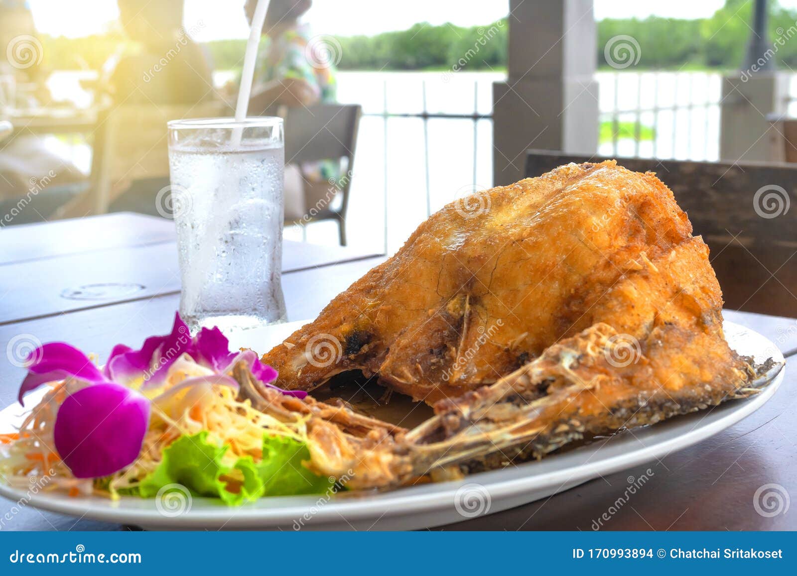 Deep Fried Snapper Topped with Sweet Fish Sauce Stock Photo - Image of ...