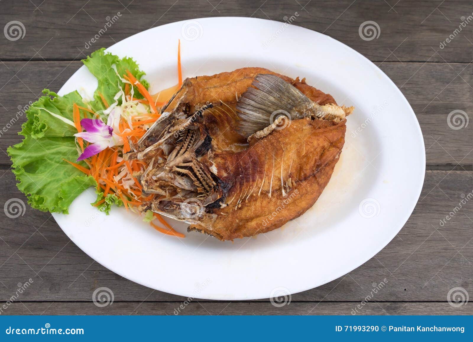 Deep Fried Snapper Topped with Sweet Fish Sauce Stock Photo - Image of ...
