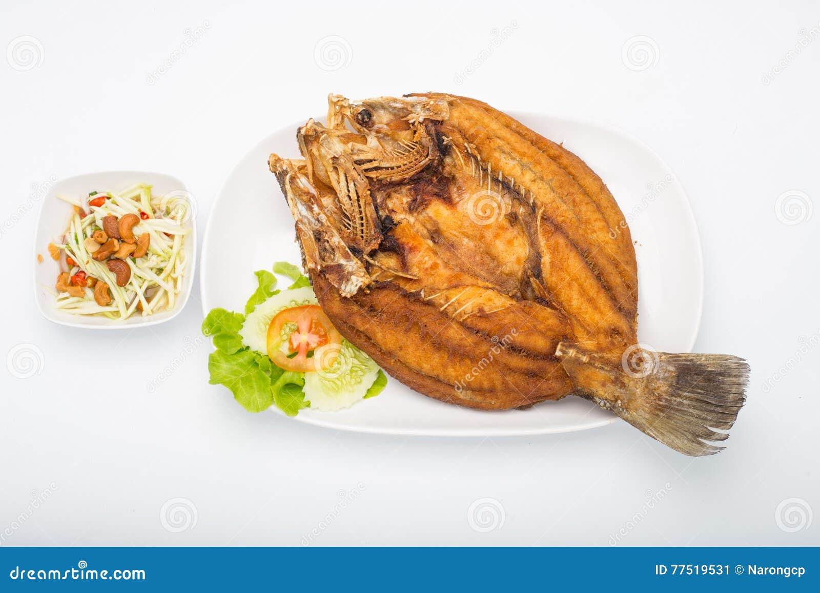 Deep Fried Snapper Topped with Sweet Fish Sauce Stock Image - Image of ...