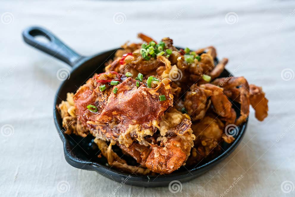 Deep Fried Soft Shell Crab with Salt and Chili Stock Image - Image of ...