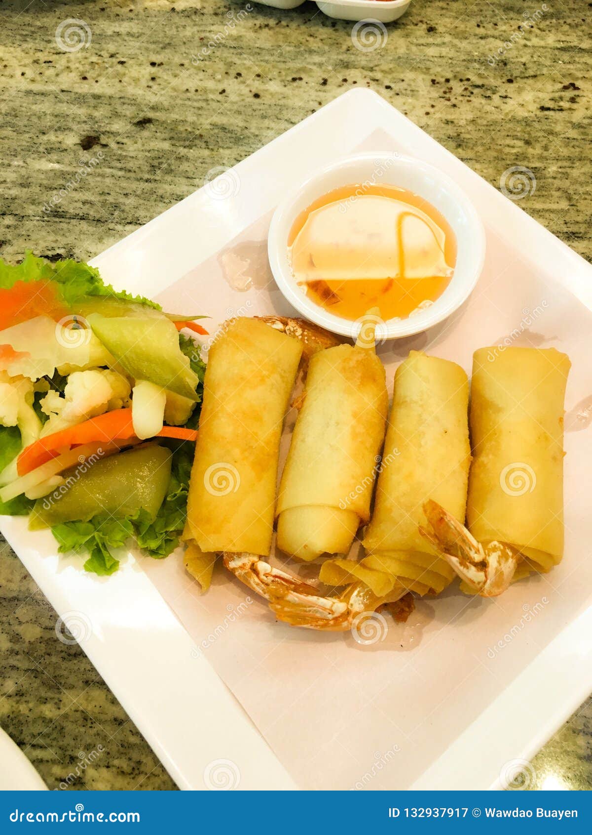 Deep-fried Spring Roll Popular Food. Stock Image - Image of chicken ...
