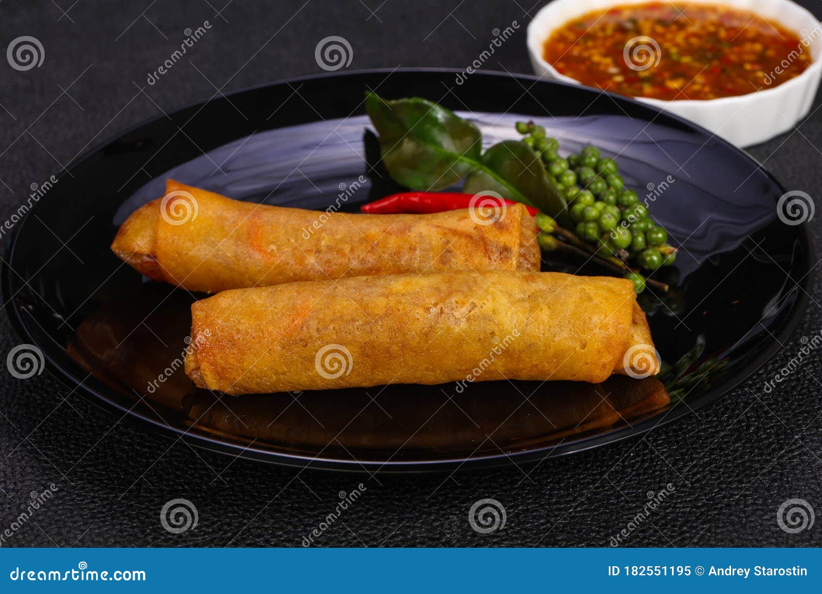 Deep Fried Spring Roll with Prawn Stock Image - Image of snack, white ...