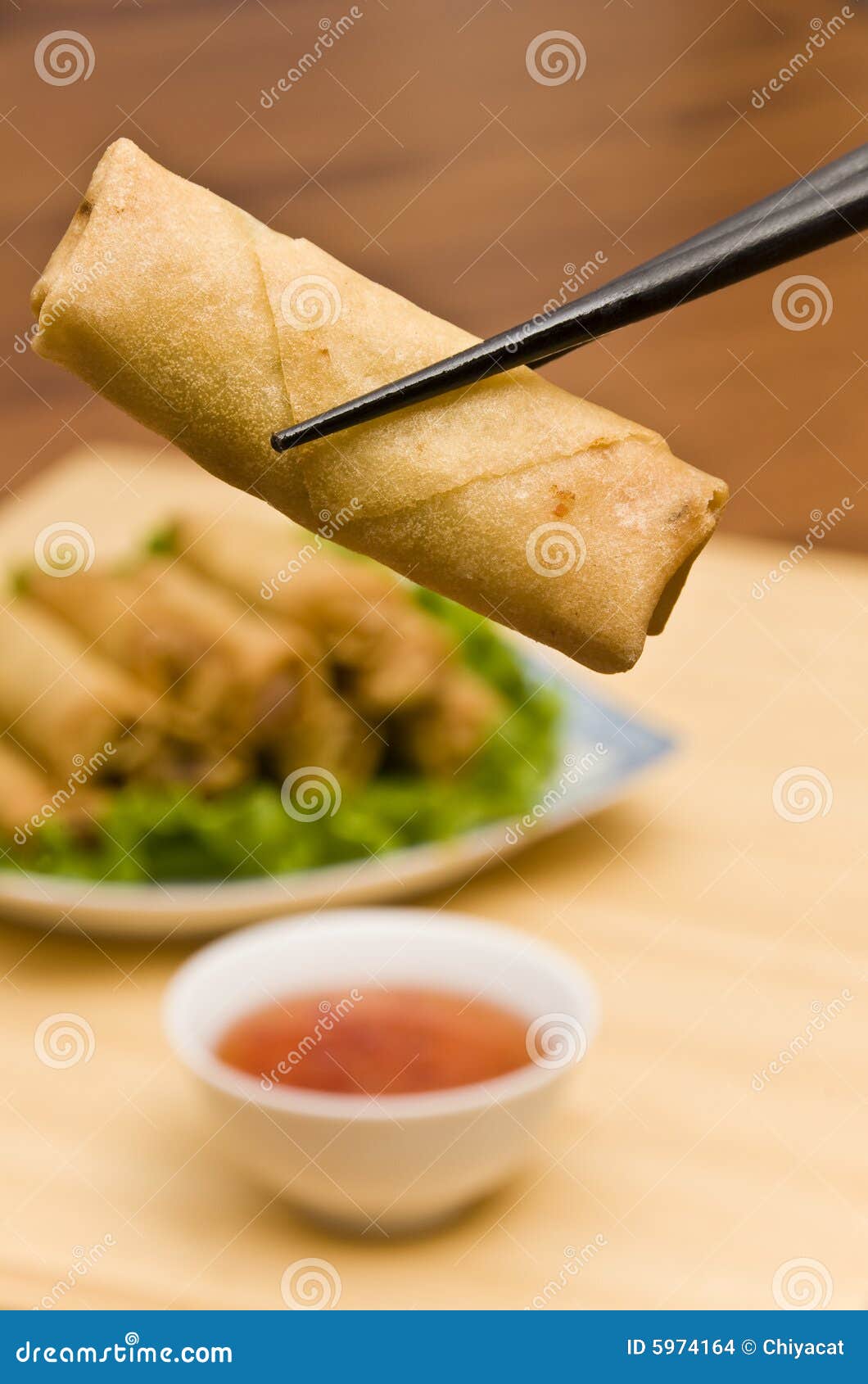 Deep Fried Spring Rolls stock photo. Image of bowl, lettuce - 5974164