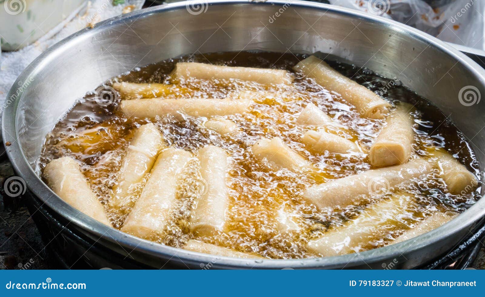 Deep Fried Spring Rolls in the Pan Stock Image - Image of culture ...