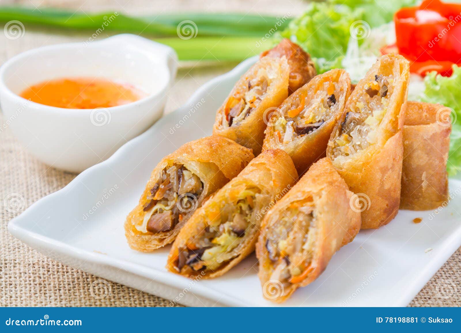 Deep fried spring rolls stock image. Image of asia, snack - 78198881