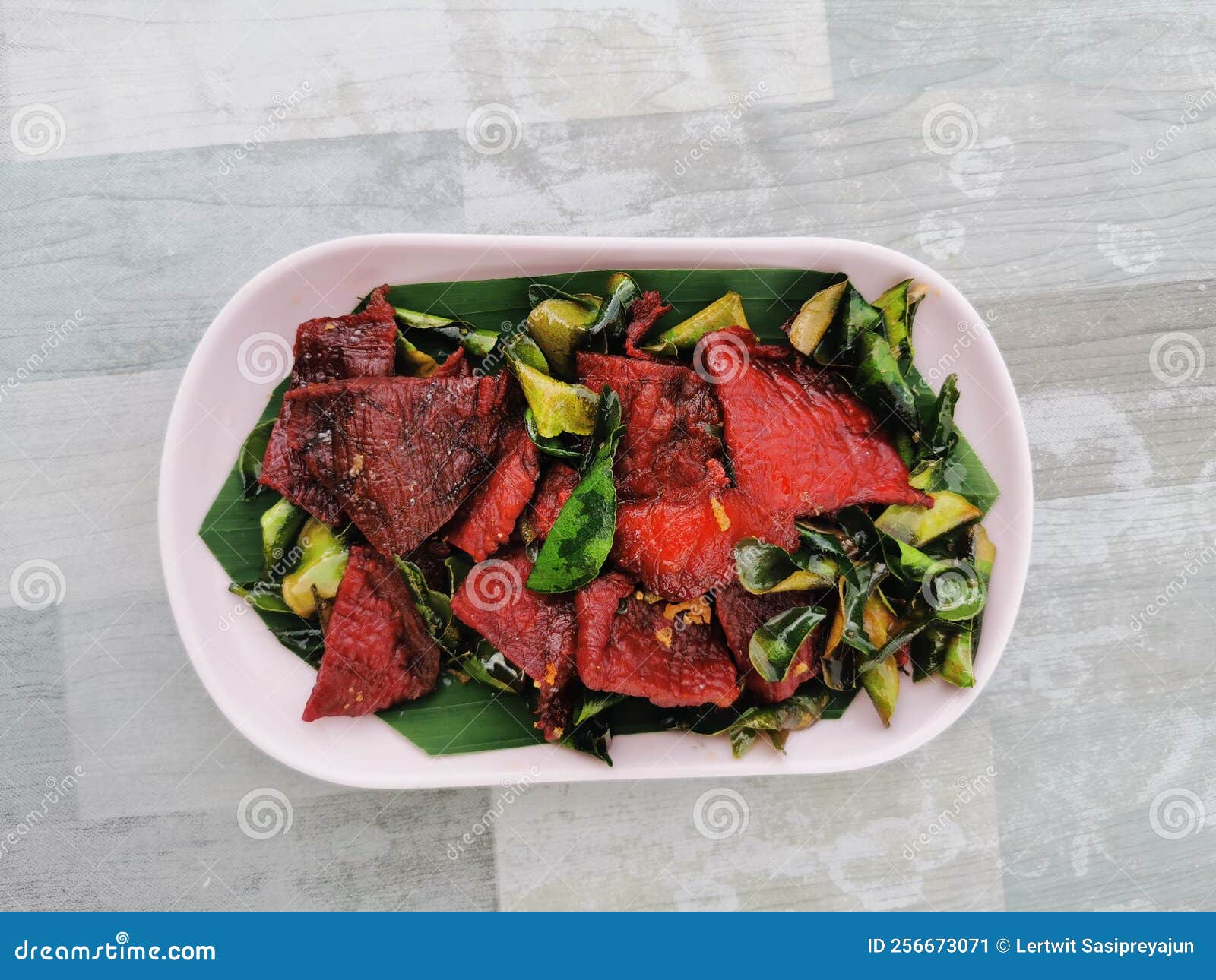 Deep Fried Sun Dried Pork Fried with Herb Stock Image - Image of cooked ...