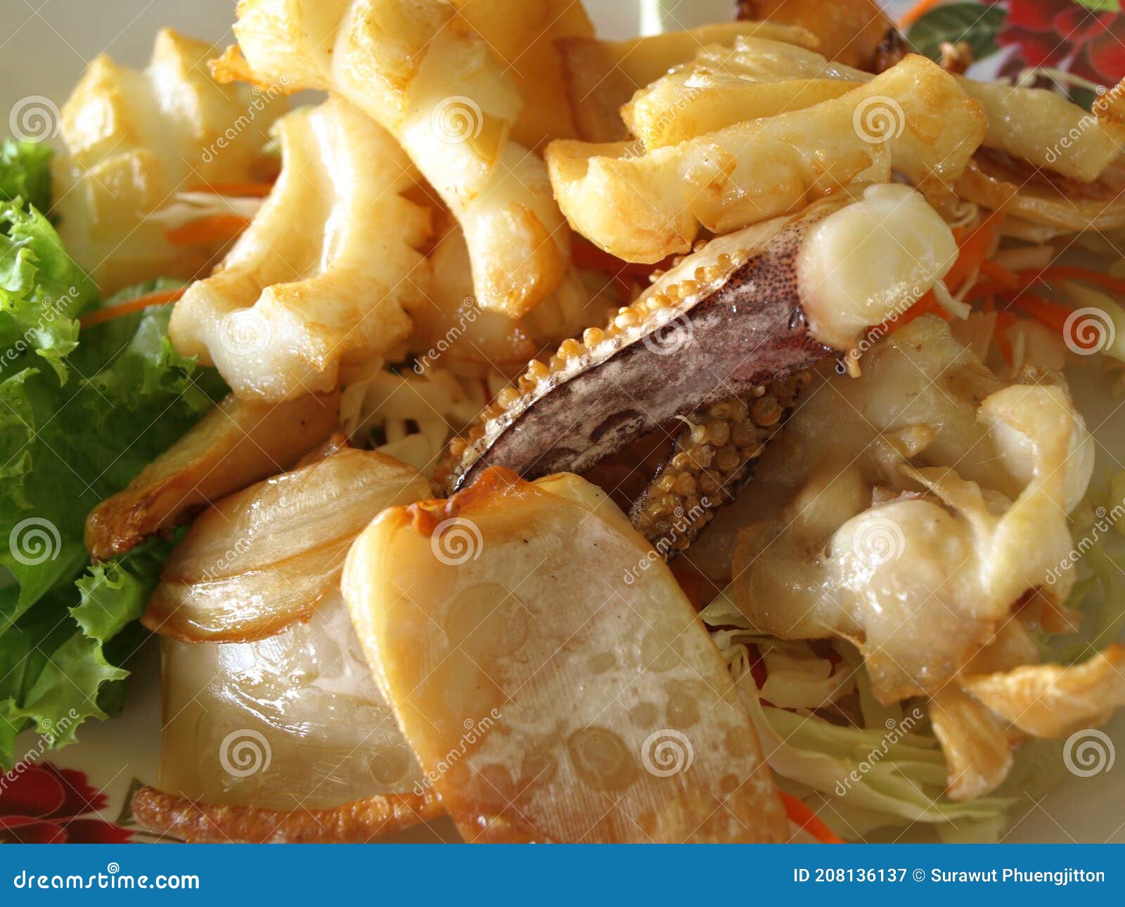 Deep fried sun dried squid stock image. Image of squid - 208136137