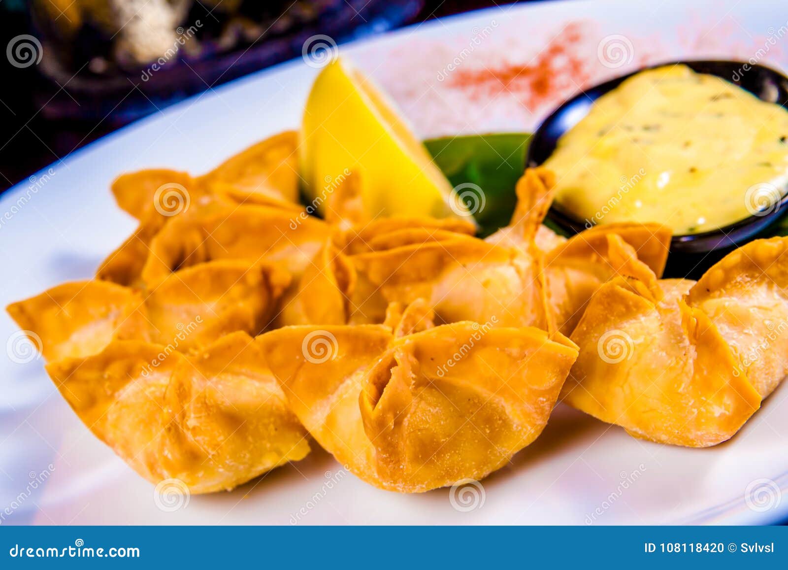 Deep Fried Wontons on White Plate Stock Photo - Image of prawn, crispy ...