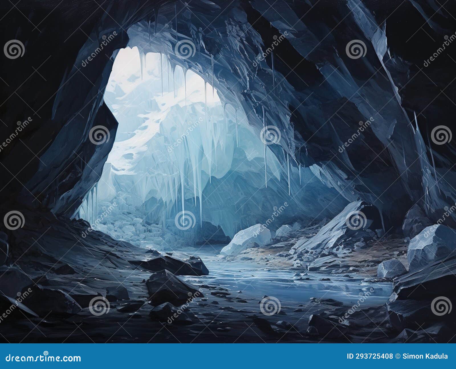 Deep Frozen Glacier Cave with Ice and Snow, Nature Concept Stock Photo ...