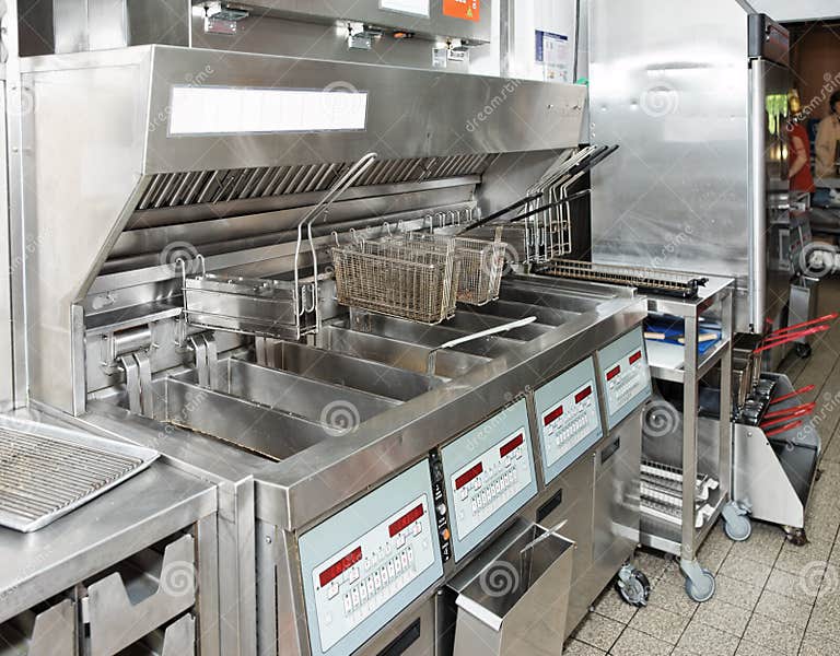 Deep Fryer with on Restaurant Kitchen Stock Image - Image of oven ...
