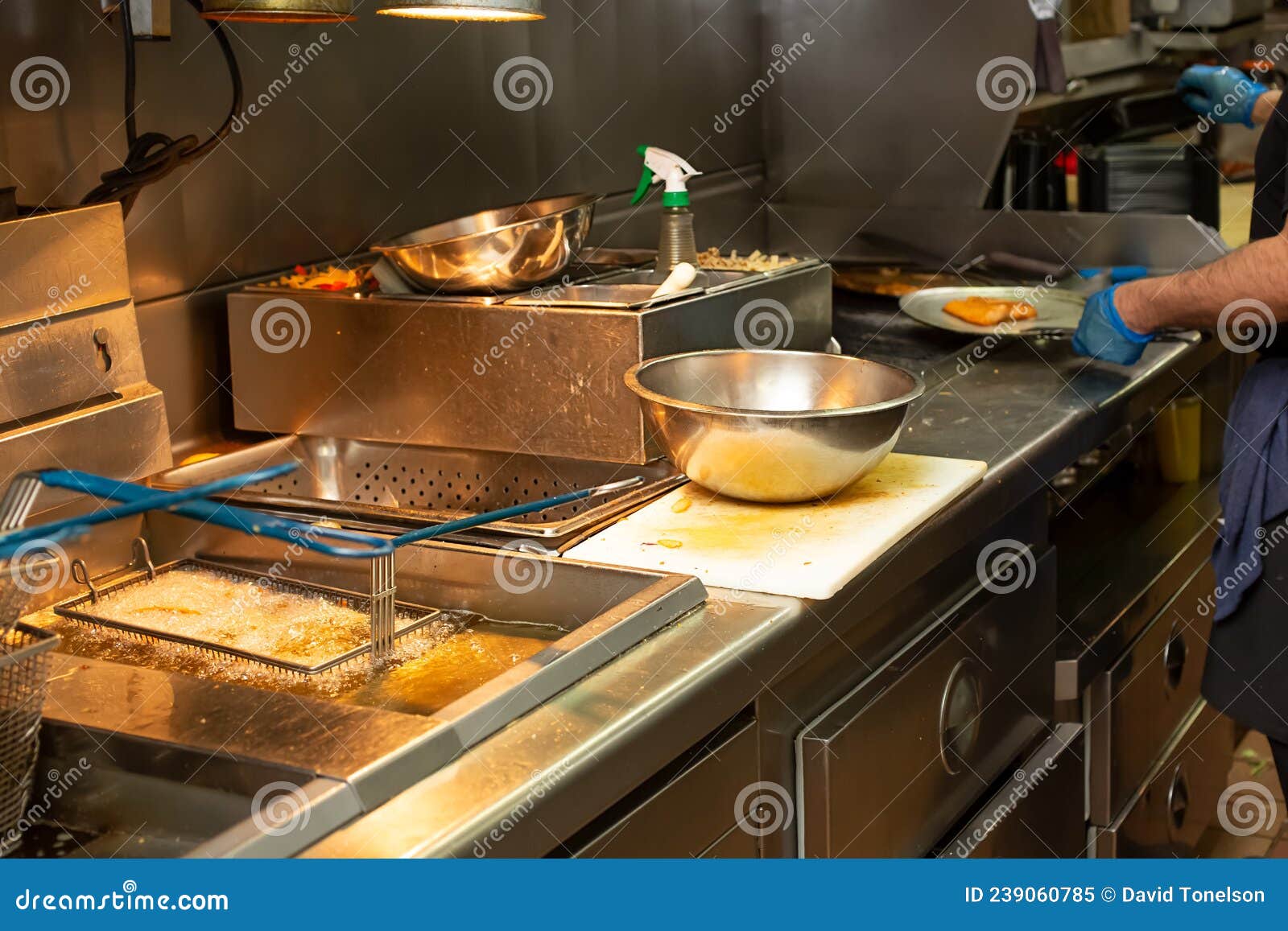 Deep Fryer Station at Restaurant Stock Image - Image of basket, batter ...