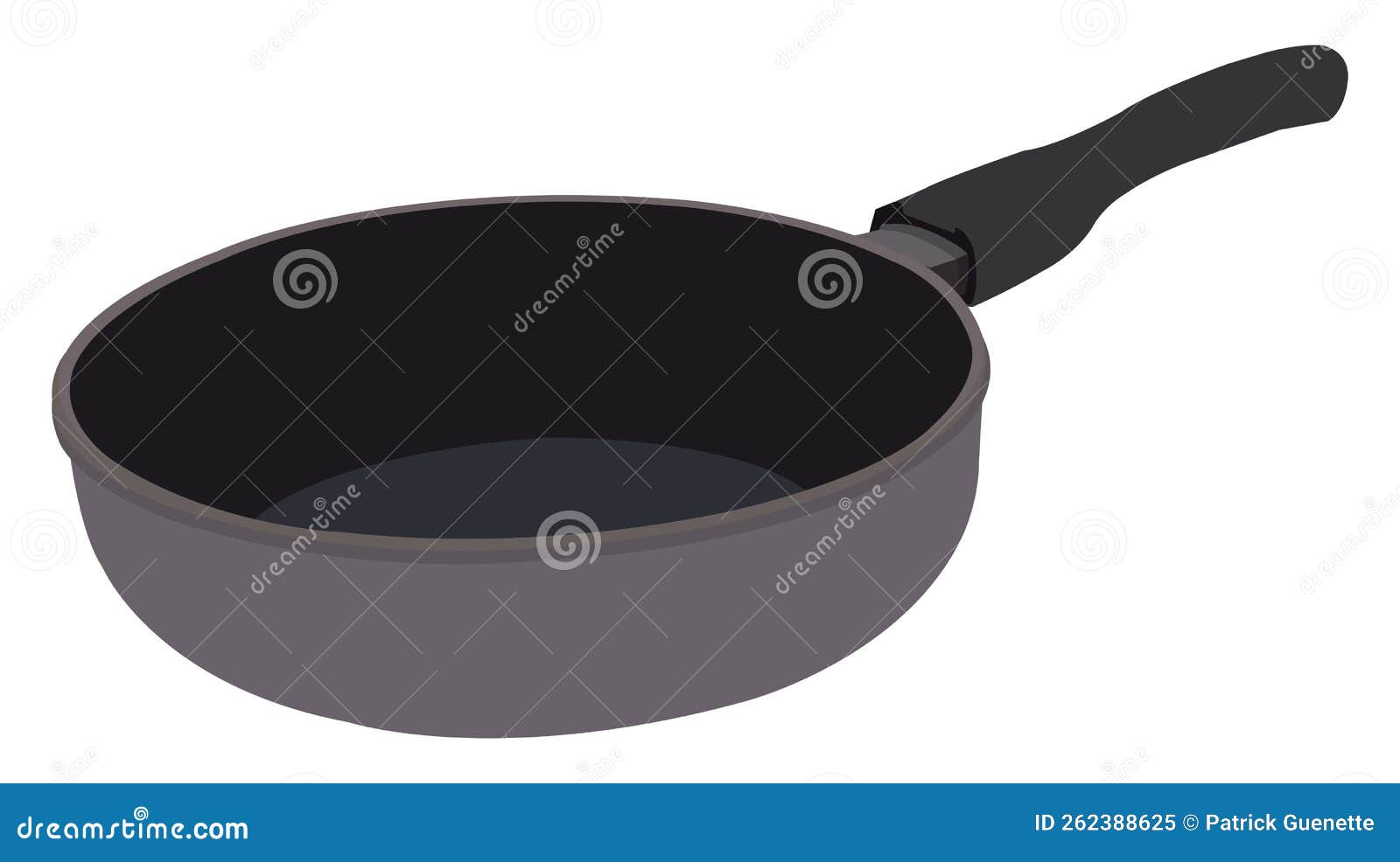 Deep frying pan, icon stock vector. Illustration of handle - 262388625