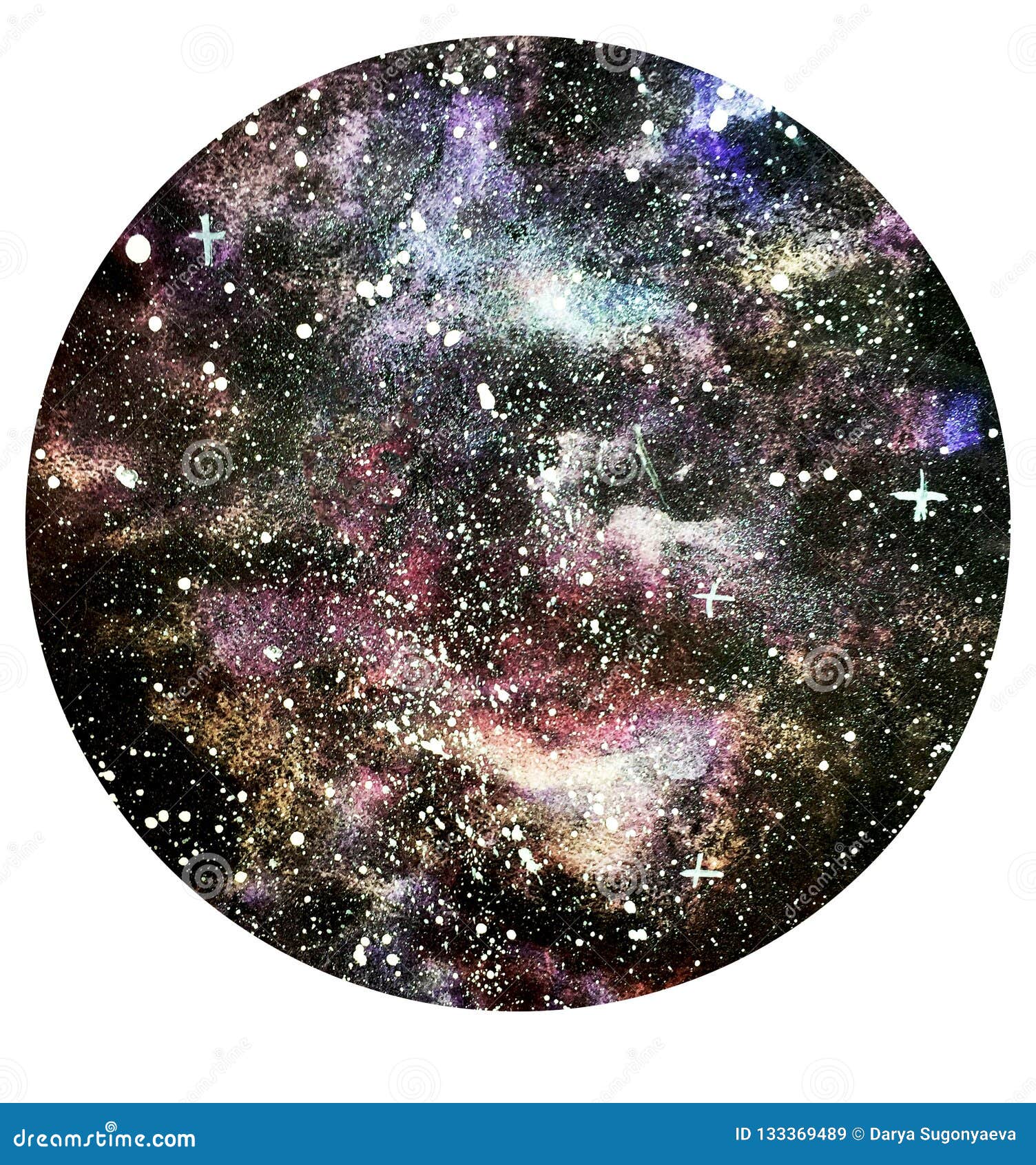 Deep Galaxy Red Watercolor Background Circle Stock Illustration ...