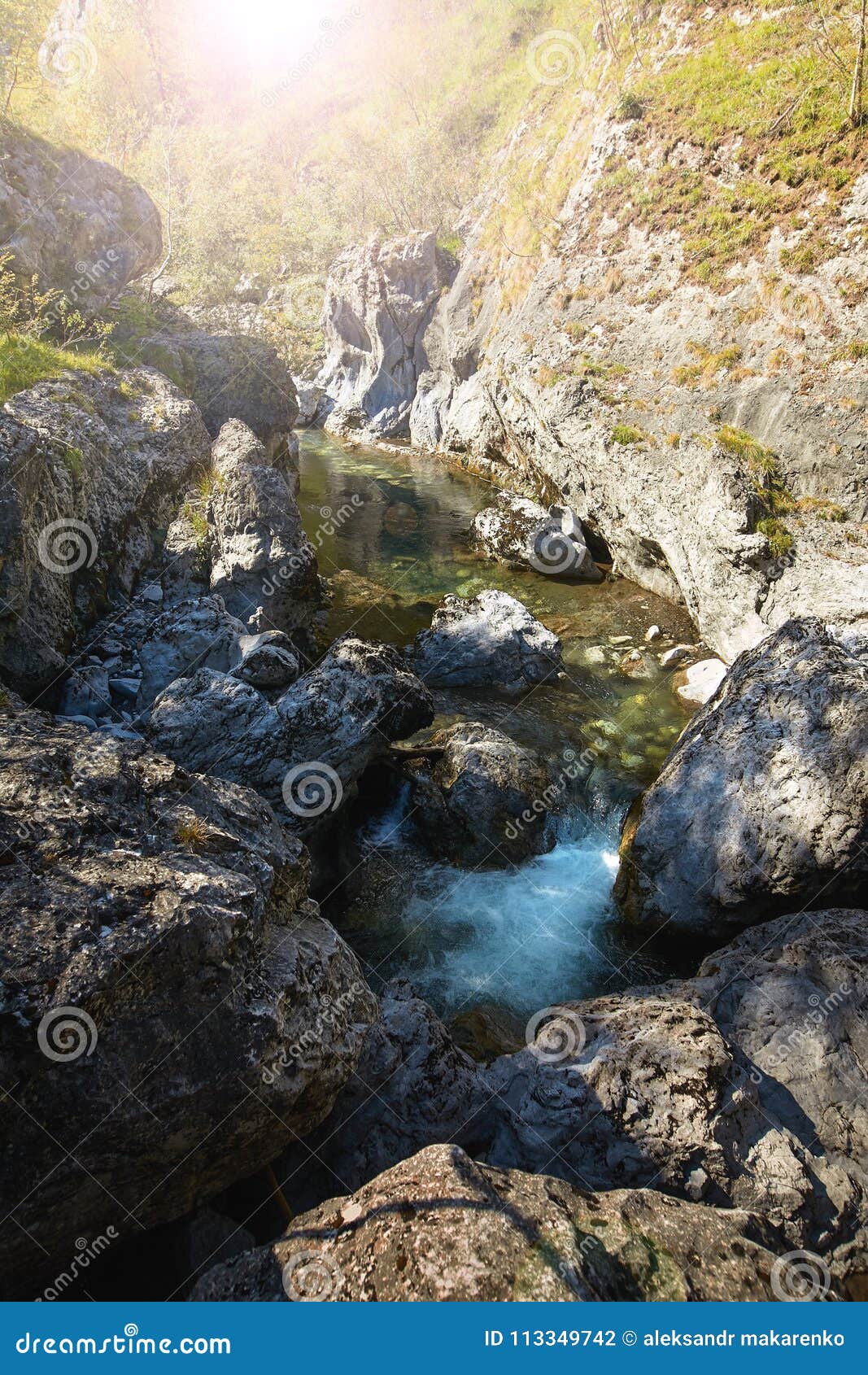 A Deep Gorge with a River in the Mountains of Italy. Stock Photo ...