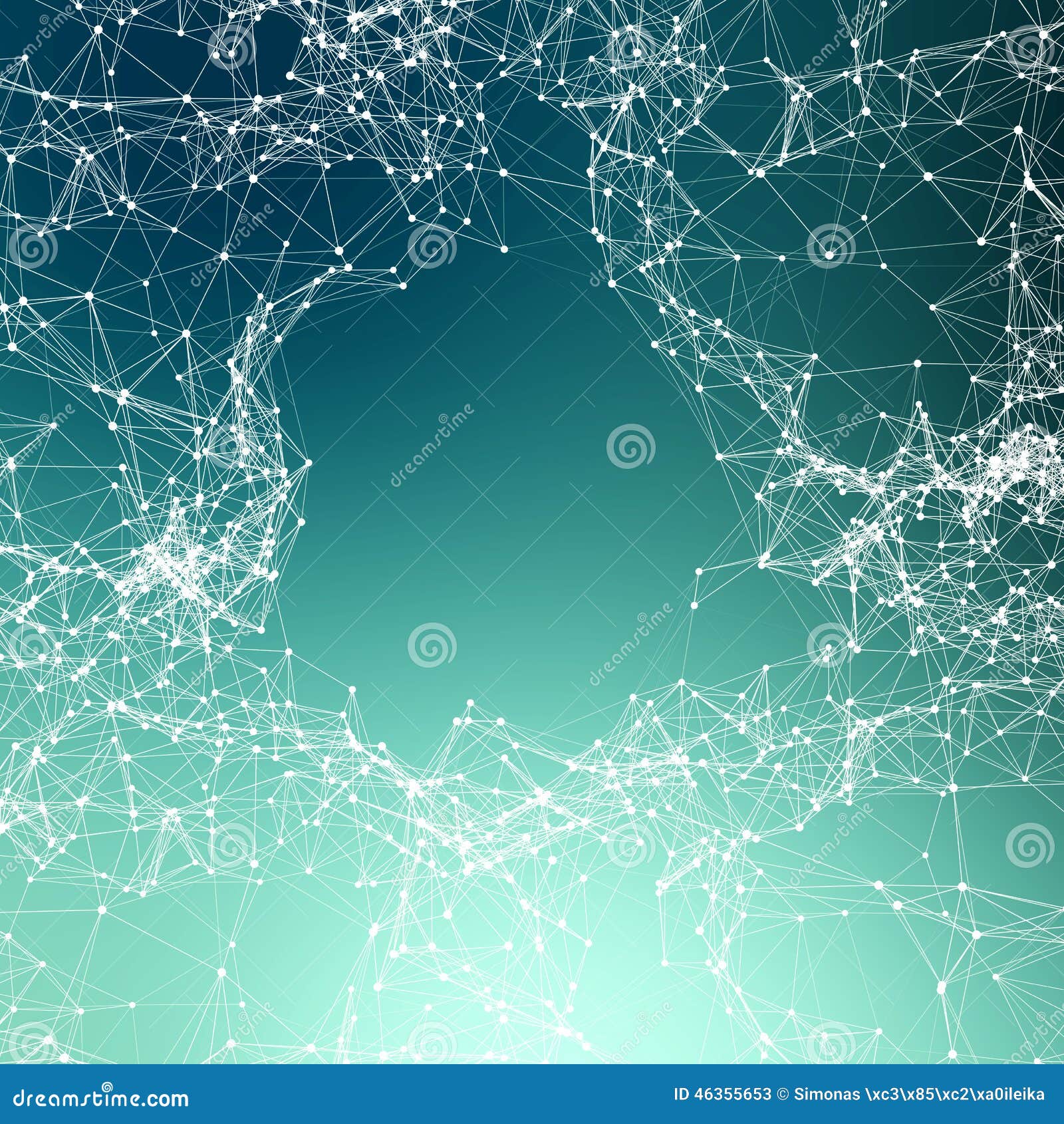 Deep Green Abstract Background. Connecting Dots Stock Illustration ...