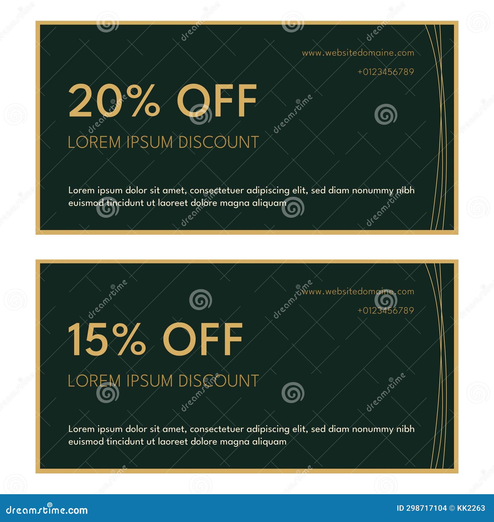 Deep Green Discount Voucher Templates Set Stock Illustration ...