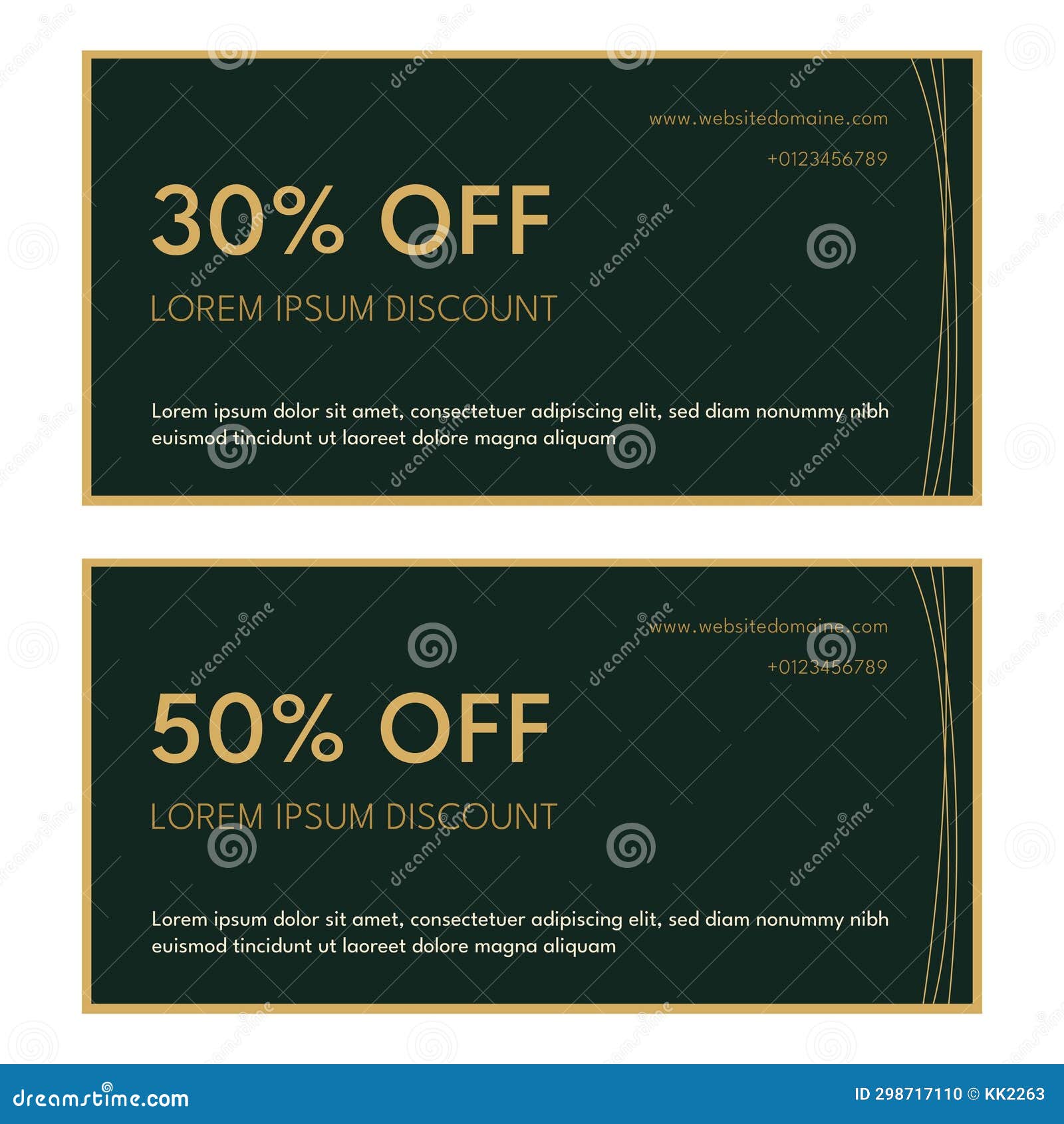 Deep Green Discount Voucher Templates Set Stock Illustration ...