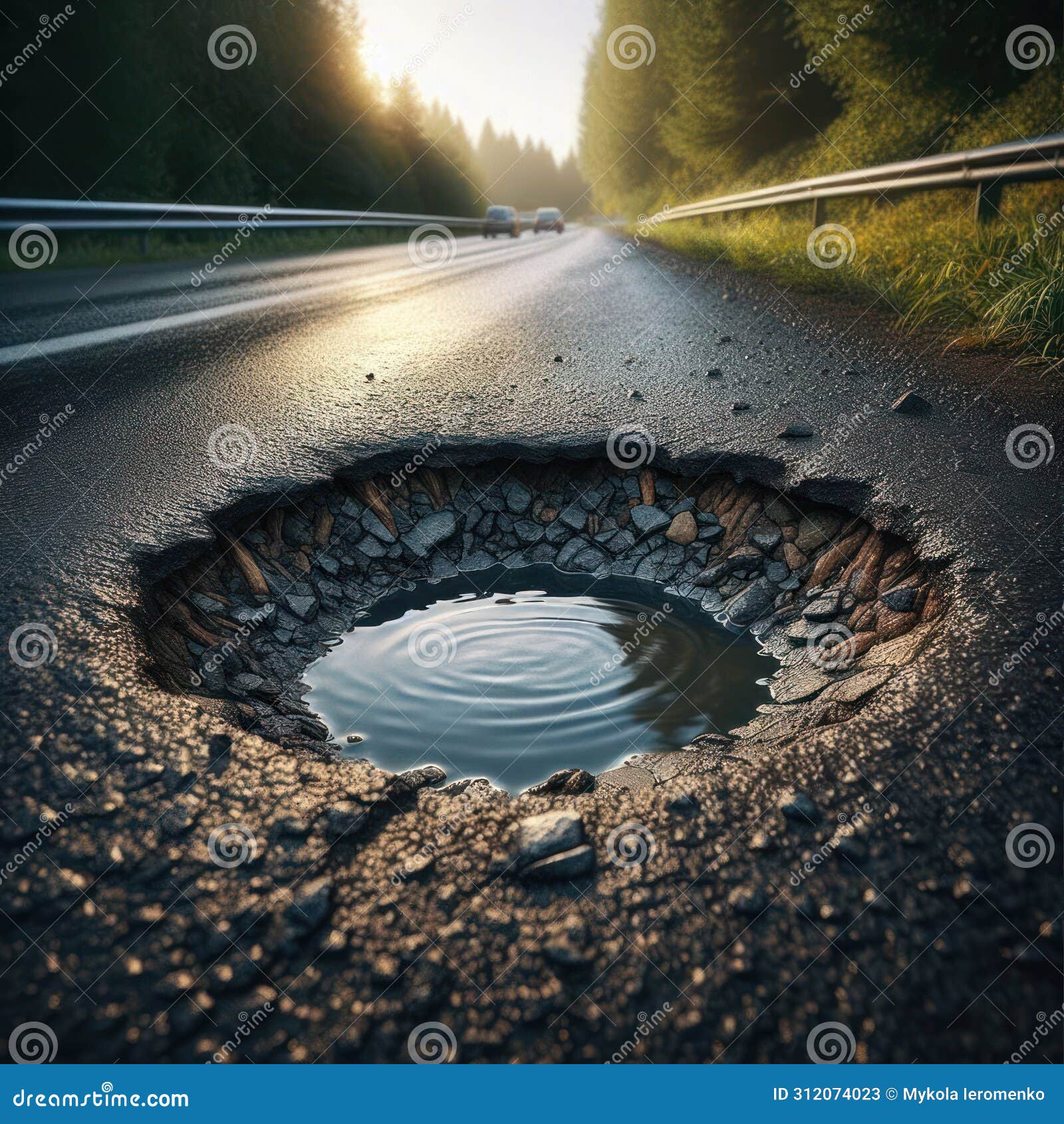 A Deep Hole in the Asphalt Road. Stock Image - Image of deterioration ...